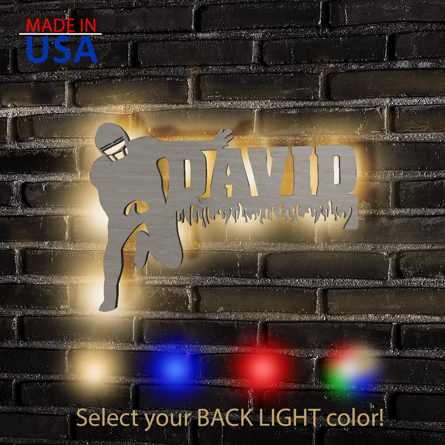 Football Player - Personalized Wall Decor with optional LED Light | St ...